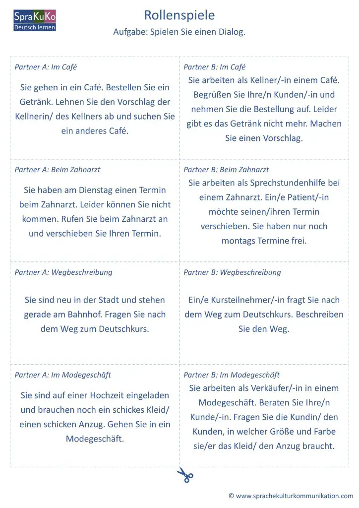 Situationen_Rollenspiele - Deutsch lernen online | Sprakuko
