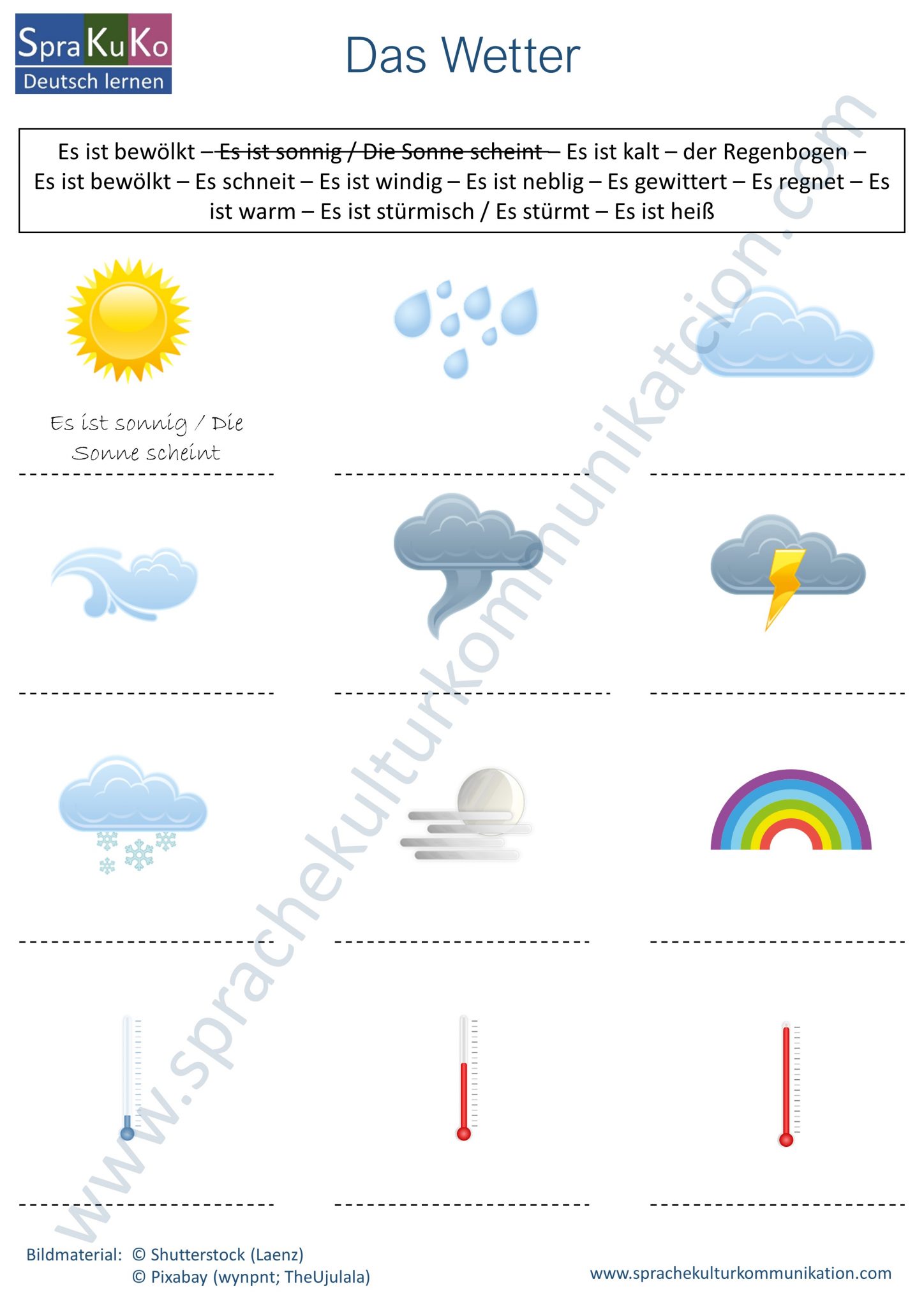Wortschatz Das Wetter_neu_Wortschatztraining mit Lösung - Deutsch ...