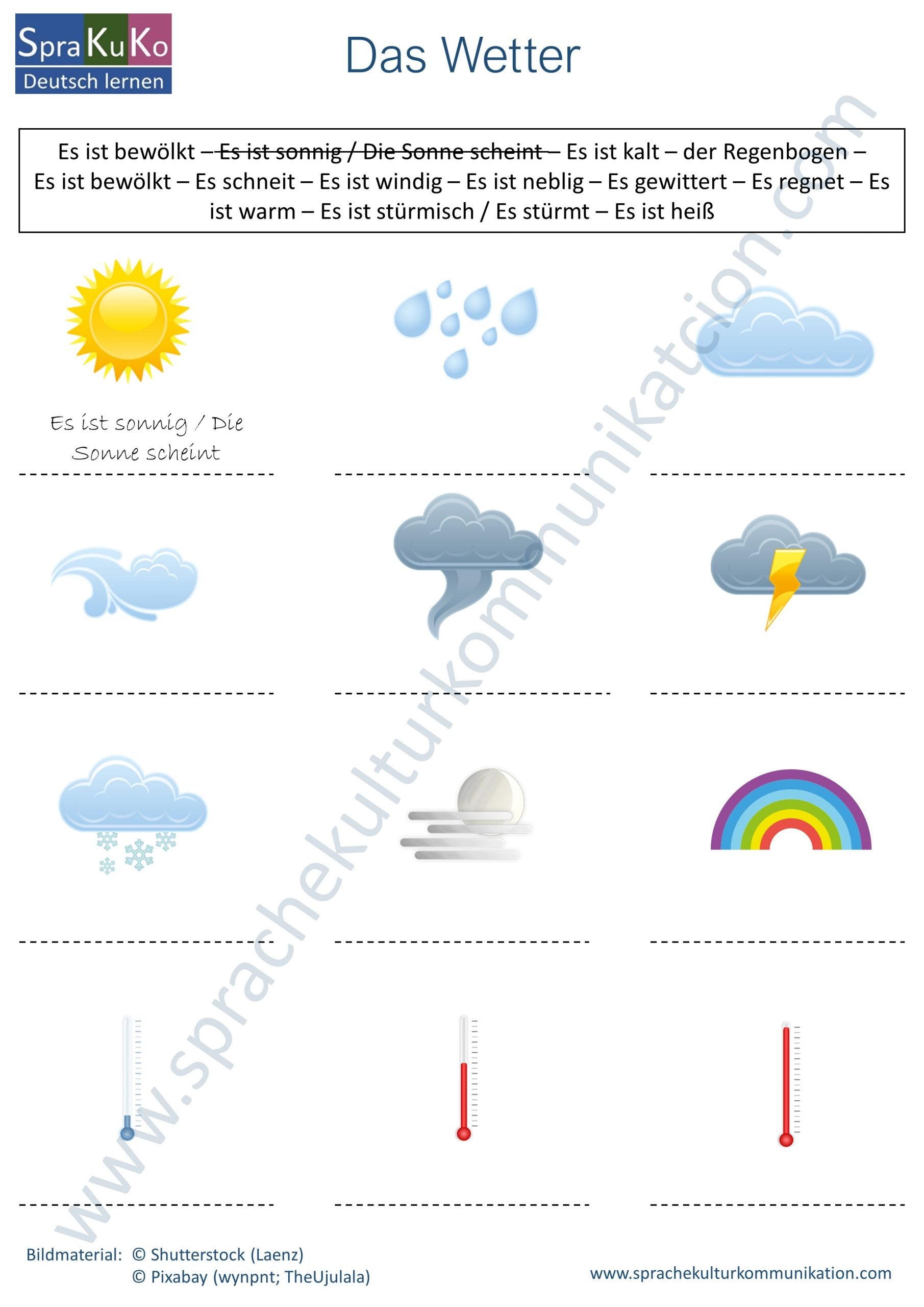 Wortschatz Das Wetter_neu_Wortschatztraining mit Lösung - Deutsch ...