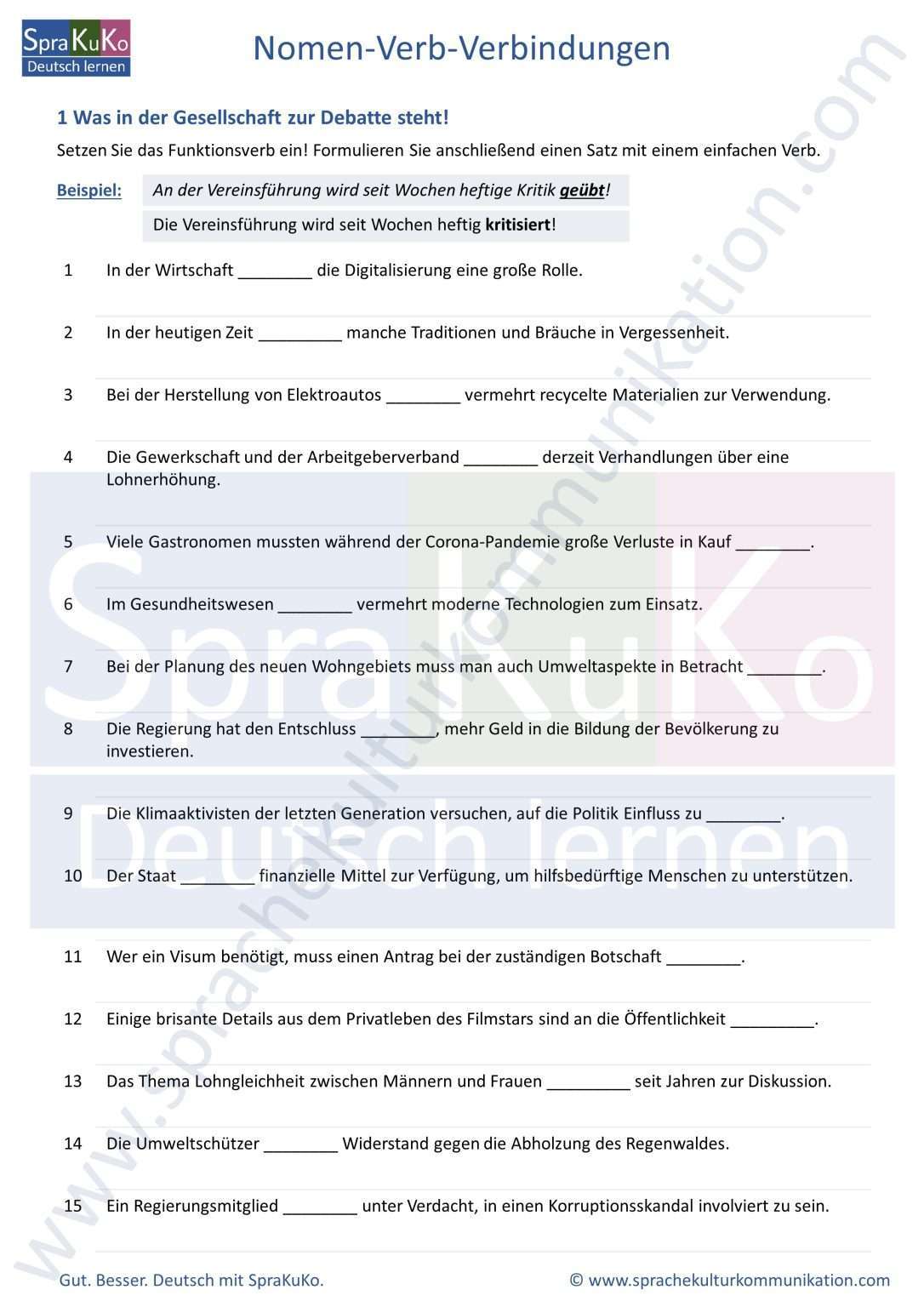 Nomen-Verb-Verbindungen - Funktionsverbgefüge | Sprakukos DaF-Blog